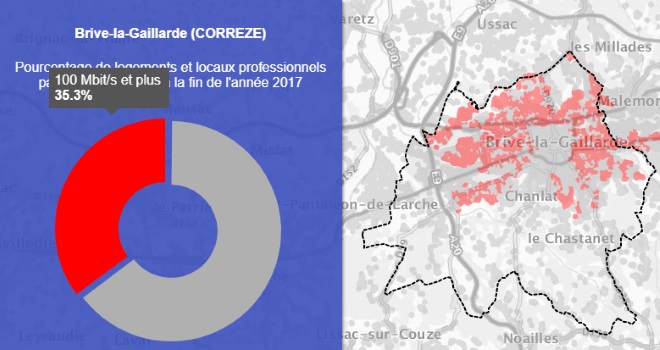 Découvrez les cartes du déploiement très haut débit de Brive-la-Gaillarde