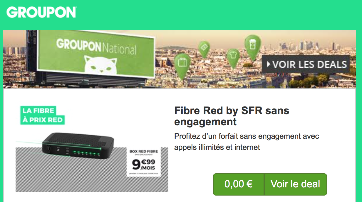 SFR brade son offre Red "Fibre" sur Groupon