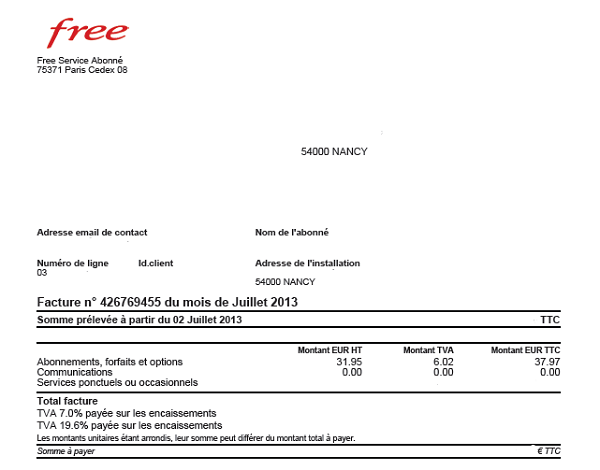 exemple facture free mobile