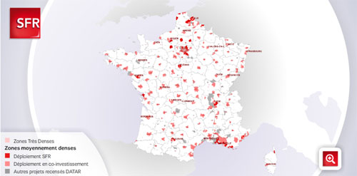 SFR publie sa carte de déploiement de la fibre