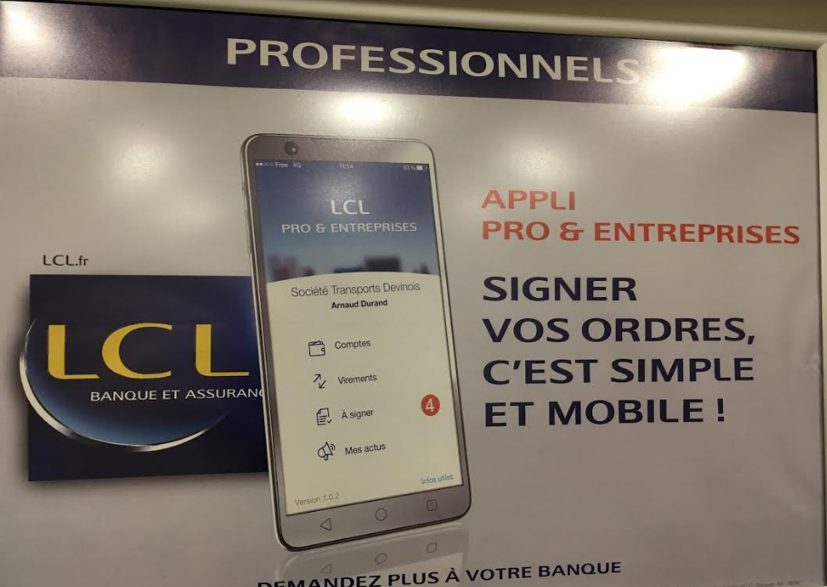 Clin d'œil : A la banque LCL, on est chez Free Mobile, et en 4G