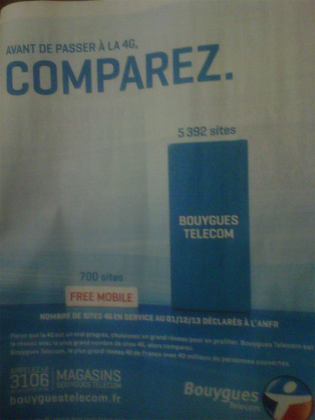 Bouygues Télécom tacle le réseau 4G de Free Mobile dans une nouvelle pub