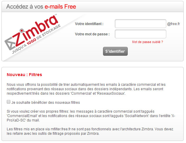 Free : mise en place d'un nouveau système de tri des mails avec Zimbra