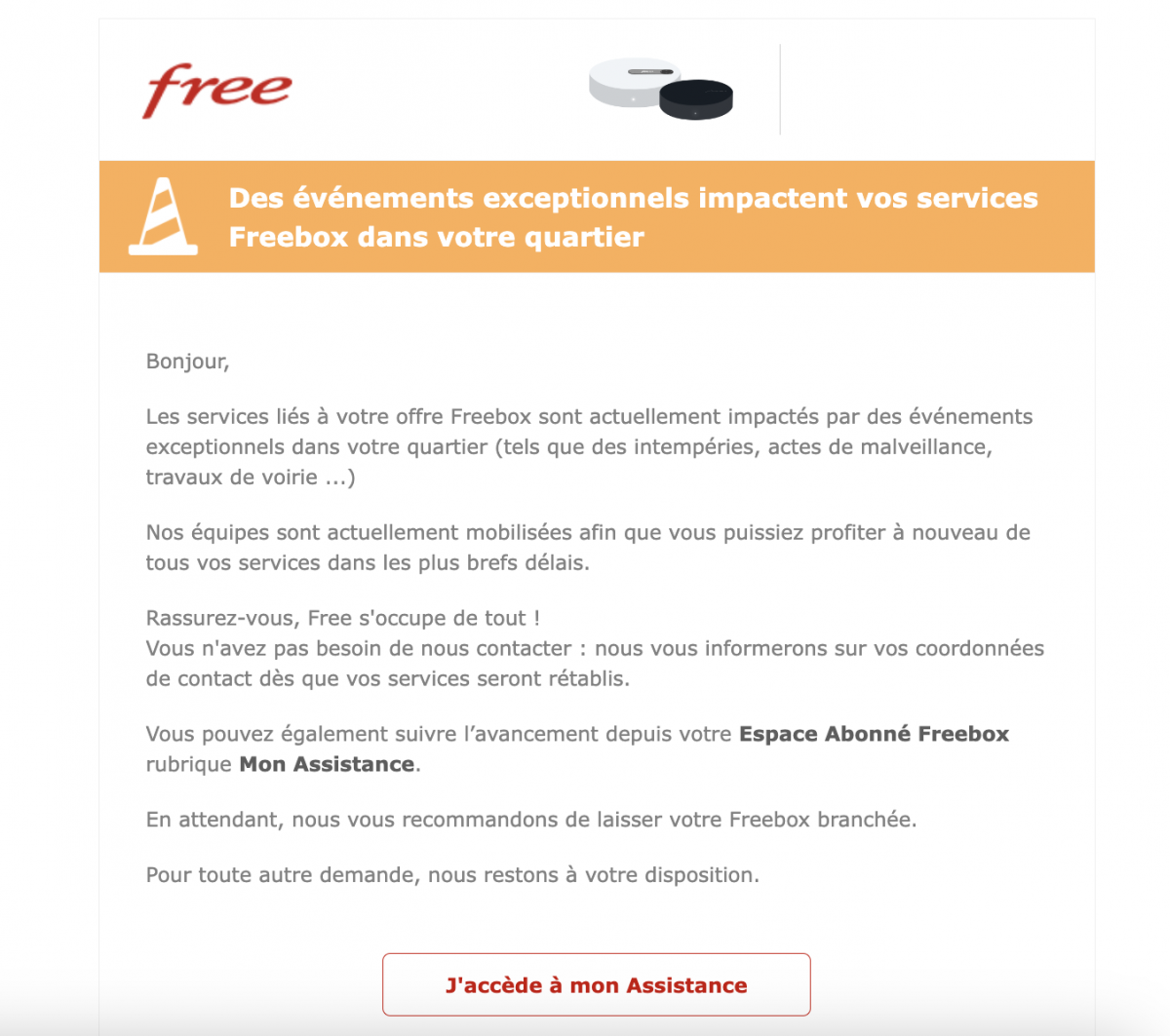 Le saviez-vous : Free envoie un mail à ses abonnés Freebox lorsqu'un ...