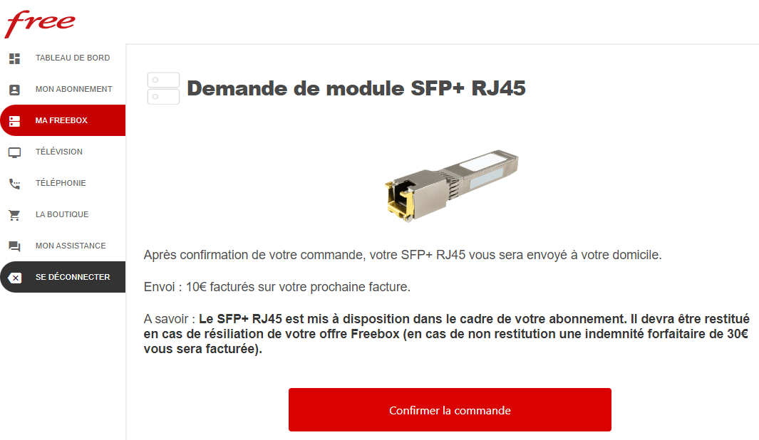 Free propose désormais un module SFP+ RJ45 inclus pour bénéficier des ...