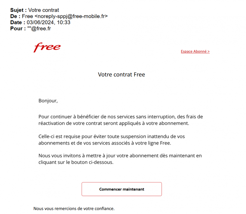 Une nouvelle arnaque vise les abonnés Free, méfiez vous de ce mail qui ...